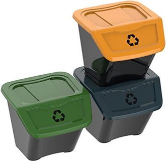 Dea Home DEA-home ART436 Recyclingbeh&auml;lter Ecobin, Gr&ouml;&szlig;e 41 x 41 x 35 cm, schwarz