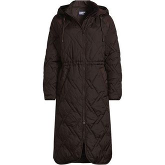 Lands End Isolierter Steppmantel mit Kapuze, Damen, Gr&ouml;&szlig;e:40-42 regular, Braun, Polyester/Nylon, by Lands End