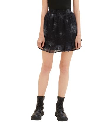 Tom Tailor Damen Mini-Rock mit Muster, black sparkle print, XS