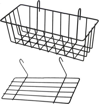 Valiclud Schwarzes Gitter Wandkorb mit Haken Draht Wandregal für Küche Wohnzimmer Schlafzimmer Nagelfreie Wandaufbewahrung Platzsparendes Hängeregal für Vielse