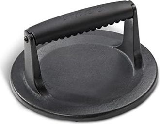 Enders Guss Burgerpresse, massives emailliertes Gusseisen, insbesondere für Zubereitung von Smashed Burger Pattys, stabiler ergonomischer Kunststoffgriff, Gr