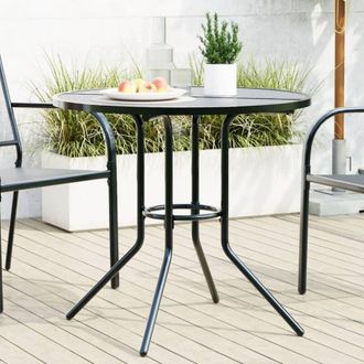 vidaXL Terrassentisch Rund Anthrazit Pulverbeschichteter Stahl Vidaxl