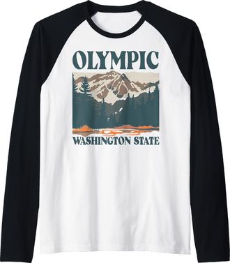 Trendy Apparel Olympic Washington State Mountain Forest Raglan