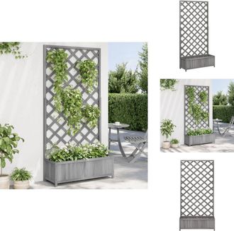 vidaXL Vidaxl - Jardini&egrave;re avec treillis gris bois massif de sapin - Jardinier&egrave; - Pot De Fleurs - Plante Grimpante - Bac &agrave; Plantation - Bois Massif