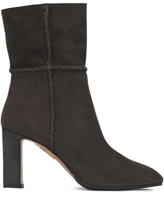 Aquazzura bottines en daim &agrave; design tress&eacute; - Marron