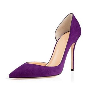 EDEFS Chaussures Femme - Escarpins Femmes - Aiguille - Bout Pointu - Daim suédé - Mariage Pumps - Violet - Taille 37