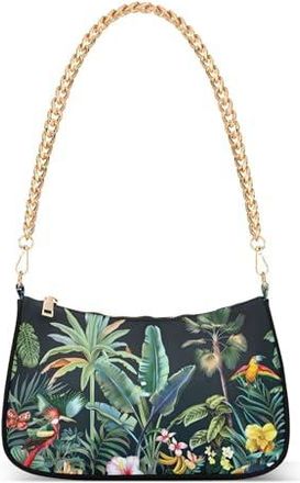 Mnsruu Sac à bandoulière pour femme, sac à main avec chaîne et motif arbre tropical, multicolore 2, Taille unique