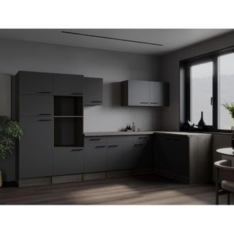 Respekta L K&uuml;che Leerblock Winkelk&uuml;che Eiche York Grau Matt Oliver 340 x 172 cm Respekta