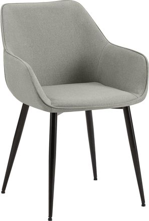 Clp Esszimmerstuhl gepolstert mit Lehne Luena, K&uuml;chenstuhl mit Samt oder Stoff, Sessel mit Metallgestell schwarz bis 150 kg belastbar, Farbe:hellgrau, Mat
