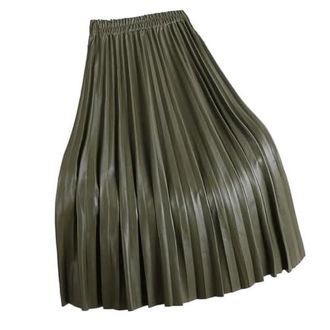 Generic Jupe midi en cuir synth&eacute;tique pour femme - Taille haute - Coupe trap&egrave;ze - Pour f&ecirc;te, affaires, d&eacute;contract&eacute;, bureau, EN8, Taille unique