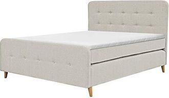 Selsey JUKOMA - Boxspringbett/Doppelbett mit Holzbeinen, Bonellfederkernmatratze und Topper (Beige, 180 x 200 cm)