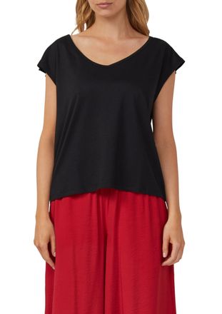 s.Oliver T-Shirt mit weitem Ausschnitt, Cut-Out und Schleife