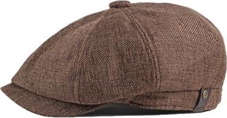 Generic Casquette octogonale vintage en coton et lin pour homme et femme, café, Taille unique