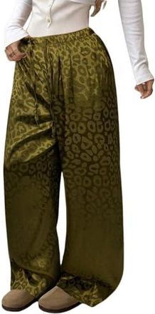 Generic 2026 Pantalon Femme Satin L&eacute;opard Large Pantalon Chic Et &Eacute;l&eacute;gant Femme Streetwear Mode Femmes V&ecirc;tements Soir&eacute;e Pantalons Respirant Confort &Eacute;vas&eacute; pour 