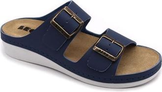 Leon 5012 Sandales Sabots Mules Chaussons Chaussures en Cuir, Femme, Bleu, EU 40