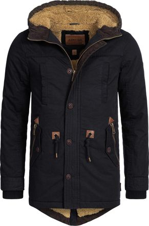 Indicode Herren Barge Winterjacke m. Kapuze & Teddyfutter | Winterparka Herrenjacke Parka Black, XXL