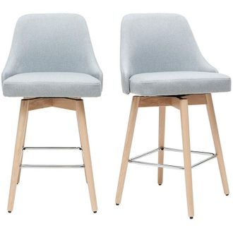 Miliboo Miliboo - Tabourets de bar scandinaves pivotants 360° en tissu gris clair et bois hêtre massif H65 cm (lot de 2) hasta