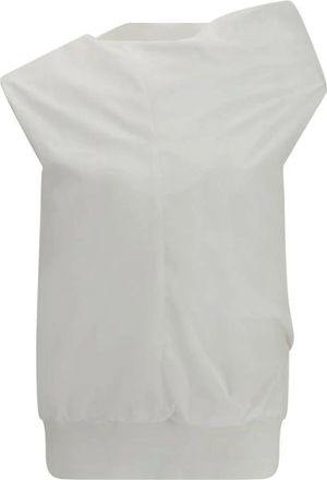 sacai Femme, Blouses et Chemises, Blanc, Taille: 40 FR SweaT-shirt en polyester avec poignets et ourlet c&ocirc;tel&eacute;s