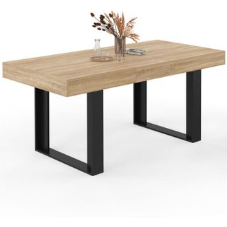IDMarket Idmarket - Table &agrave; manger extensible rectangle phoenix 4-6 personnes bois et noir 120-160 cm