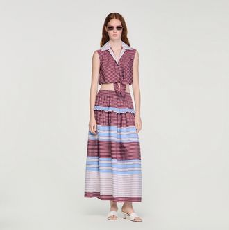 Sandro Kurze Streifenbluse aus Baumwolle