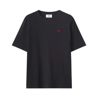 Maison Kitsun&eacute; Rotes Profil Fuchs T-Shirt - - Tops - Herren - Schwarzk - XL