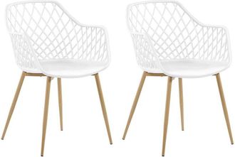 Beliani Beliani - Esszimmerstuhl 2er Set Weiß Kunststoff/Metall Modern Minimalismus Wohnzimmer Esszimmer Salon
