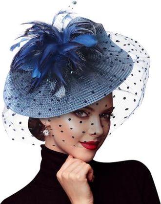 Dreshow Fascinator Chapeaux en Maille Fleurie Chapeau Fascinateur en Maille Plume Mariage Cocktail Tea Party Chapeau pour Femmes Filles