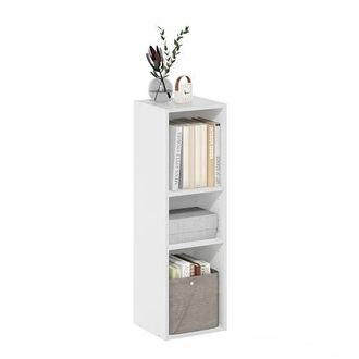 Furinno Fulda Étagère, Bibliothèque Étroite À 3 Niveaux avec Étagère De Rangement De 25,4 Cm De Large, 23,6 X 24,9 X 80 Cm, Idéale pour Le Salon, La Chambre O