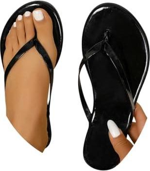 Minetom Tongs Femmes Sandales Plage D&Eacute;t&eacute; Pantoufles Semelles Eva L&eacute;g&egrave;res Flip Flops Piscine Classique Multicolore Pantoufle Chaussons A1 Noir 39 EU