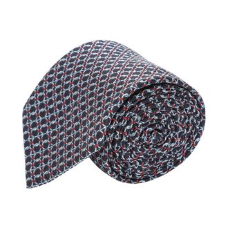 Ferragamo Gancini Geometrische Seidenjacquard-Krawatte - - Accessories - Herren - Blau - ONE SIZE