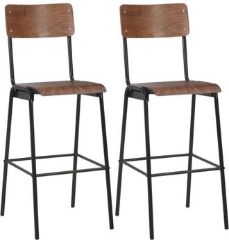 vidaXL Vidaxl - Tabourets de bar lot de 2 marron contreplaqué solide et acier