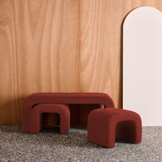 Sweeek Banc et tabourets gigognes bouclette terracotta L 112 x P 40 x H 45cm - Ino