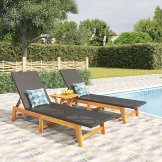 vidaXL vidaXL 3-tlg. Garten-Lounge-Set Poly Rattan & Massivholz Akazie