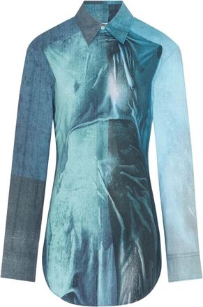 Jean Paul Gaultier Gekn&ouml;pftes Hemd mit The Water-Print - Blau