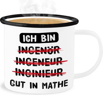 Shirtracer Emaille Becher Blechbecher - Job & Beruf Tasse - Ich bin gut in Mathe I Ingenieur Geschenk Mathematiker - 300 ml - Weiß Schwarz - arbeit lustig tassen