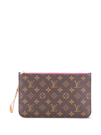 Louis Vuitton Gro&szlig;e Neverfull Pochette Monogram Canvas Clutch - Braun