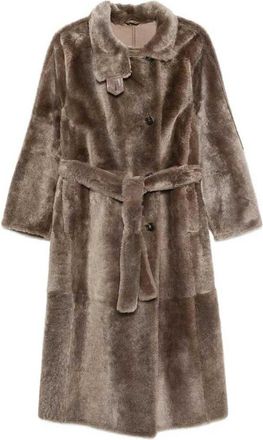 Brunello Cucinelli Manteau En Cuir - Marron