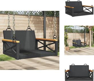 vidaXL Balancelle noir 63x62x40 cm r&eacute;sine tress&eacute;e - Balancelle Jardin - Chaise Suspendue - Fauteuil Ext&eacute;rieur - Mobilier De Jardin - Relaxant