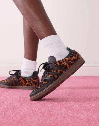 adidas Originals Samba OG - Baskets &agrave; imprim&eacute; l&eacute;opard-Noir