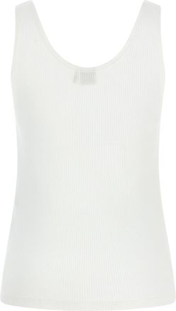 Chlo&eacute; Logo-Embroidered Ribbed Cotton Tank Top - White