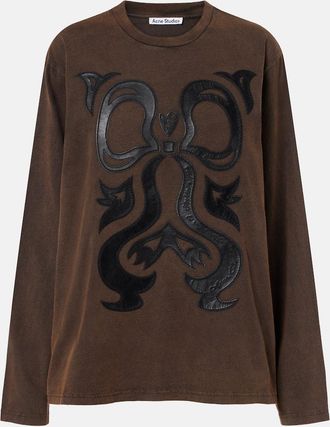 Acne Studios T-shirt Edden brod&eacute; en coton et cuir