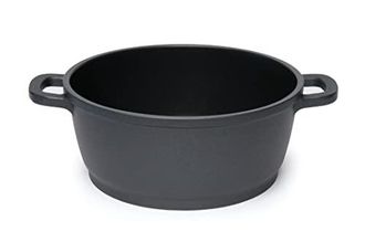 Excelsa Casserole rev&ecirc;tement Noir 2 poign&eacute;es avec Fond Induction 24 Cm