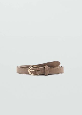 Mango Ceinture cuir su&egrave;de marron moyen - Femme - XL - MANGO