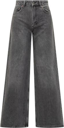 Marine Serre Femme, Jeans, Gris, Taille: 40 FR Moon Laser Grey Wash Denim High-Waist Flare Jeans