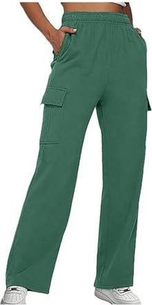 Generic Chaud Fourr&eacute; Pantalon Large Jogging Femme Cordon Taille Elastique Cargo Poches Hiver Ample Survetement Pantalons de Sport Detente Sweatpants n30