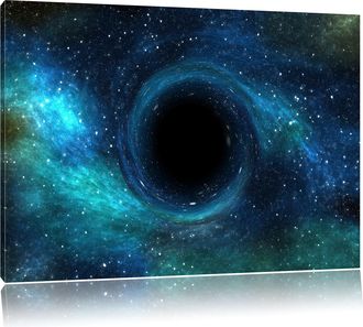 Pixxprint Schwarzes Loch im Weltall, Größe: 120x80cm, Leinwandbild, fertig gespannt, Wandbild, Dekoration, Kunstdruck, kein Poster