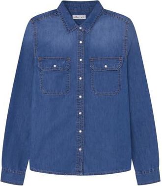 Springfield Flap Pocket Denim Blouse Chemise Business, Medium_Blue, 36 Femme