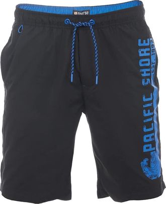 Riverso Badehose Herren Regular Fit RIVJannik Badeshorts Sporthose Schwimmhose Shorts Kurze Hosen Print Elastischer Bund Schwarz 3XL, Größe:3XL, Farbe:Black -