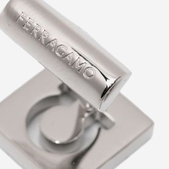 Ferragamo Mens Square Brass Cummerbund Clasps Silver Accessory