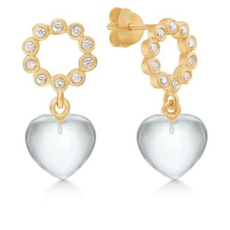 Frk. Lisberg Femme, Accessoires, Jaune, Taille: ONE Size Coeur Quartz Boucles doreilles